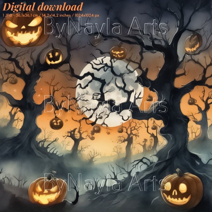 6 Digital Downloads Spooky Wall Art Waterpainted Halloween - Etsy