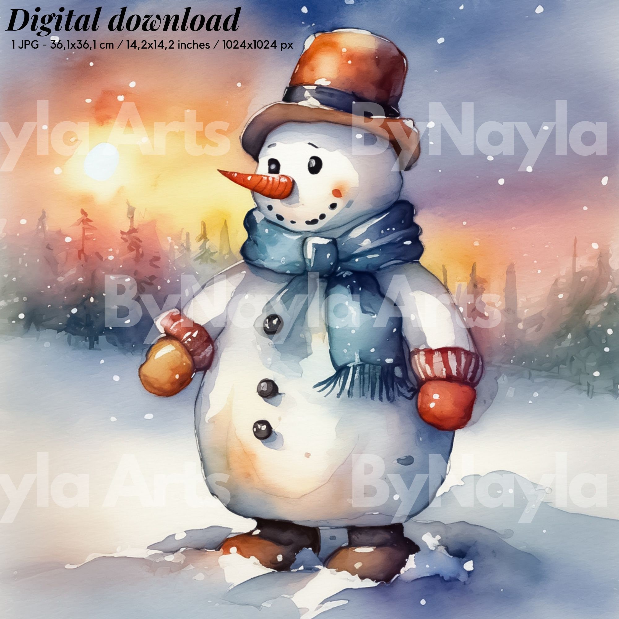 10 Cute Snowman Clipart, Watercolor Snowman, Christmas Clipart, Winter ...