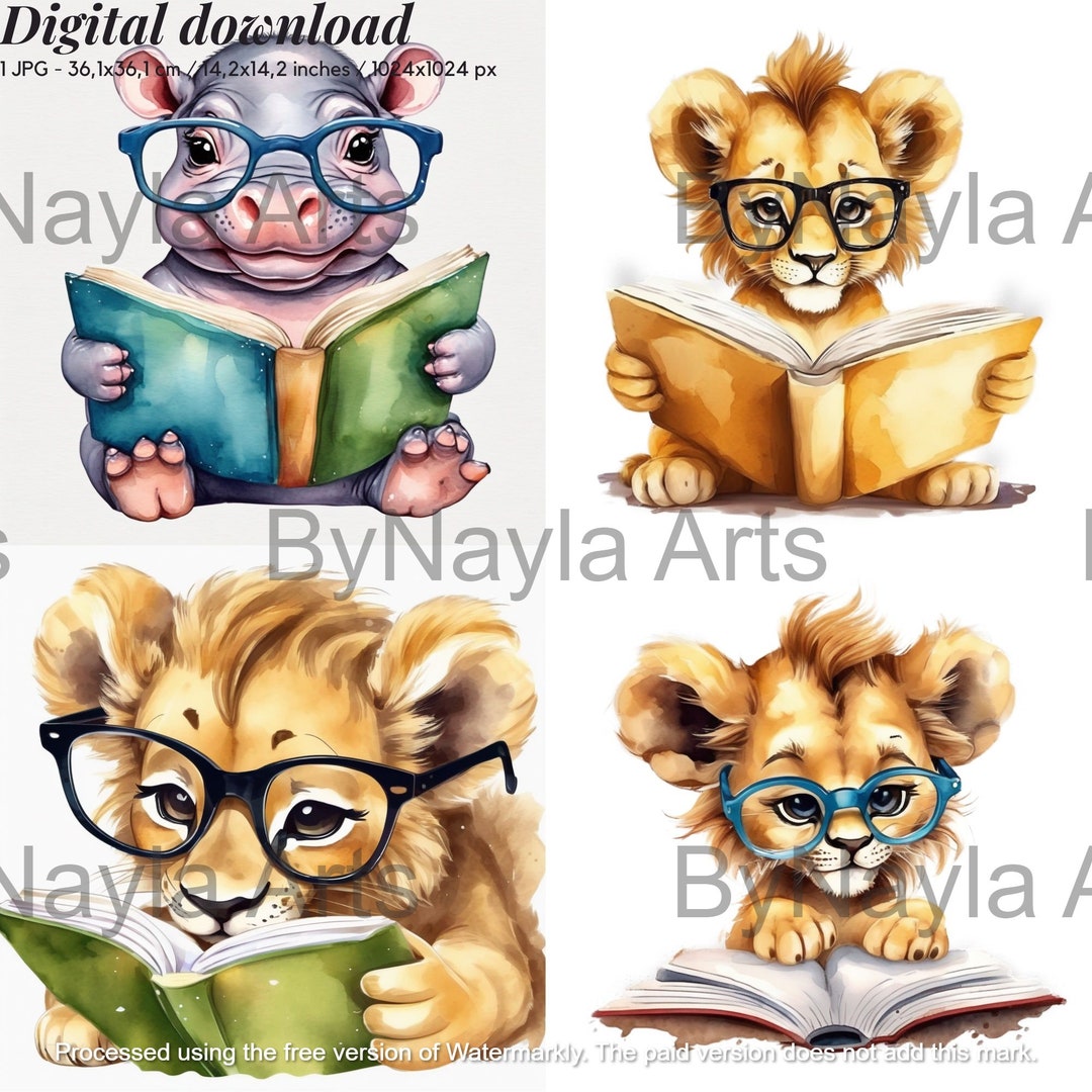 40 Jpgs, Adorable Baby Animals, Whimsical Baby Animals in Watercolor ...