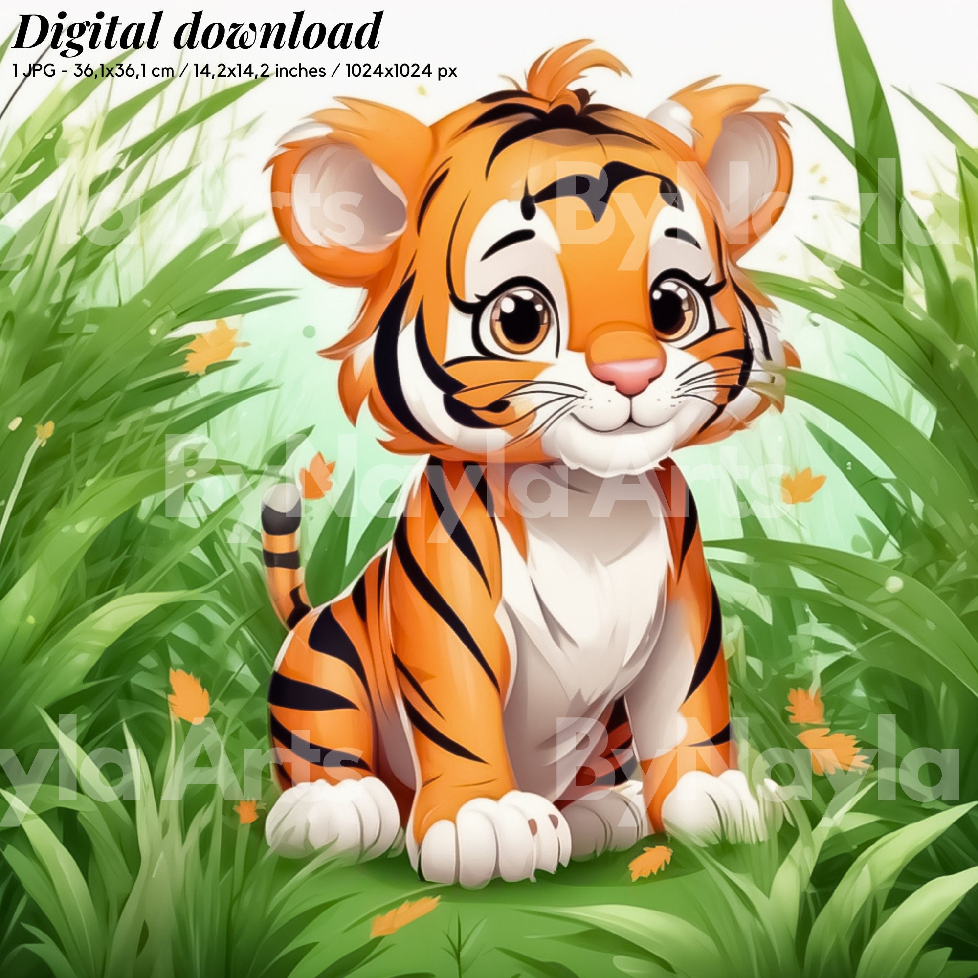10 Jpgs, Adorable Tiger Clipart, Digital Poster Print, Cute Animal ...