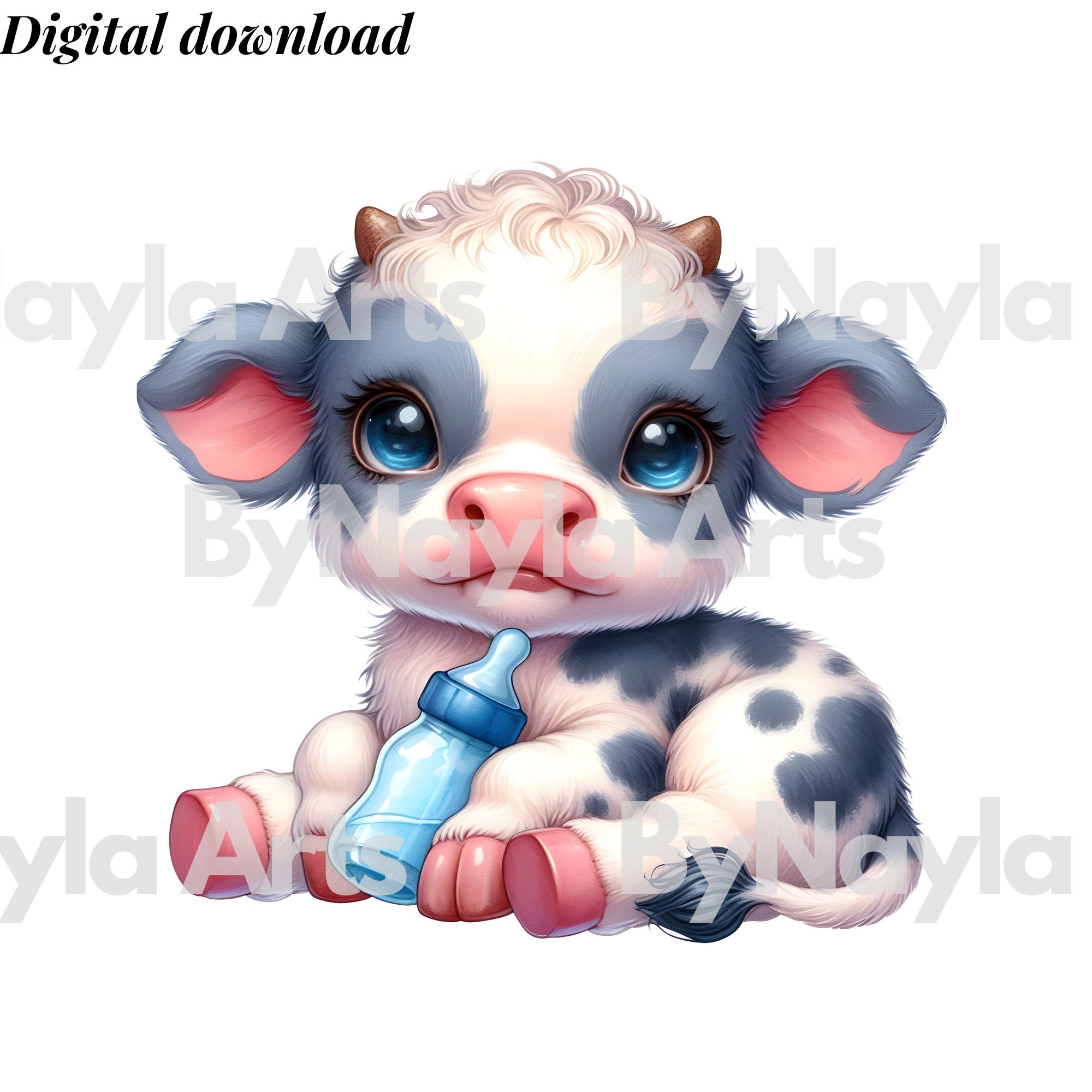 Cute Cows Clipart Bundle Set of 12 JPEGS Instant Download Adorable Cow ...
