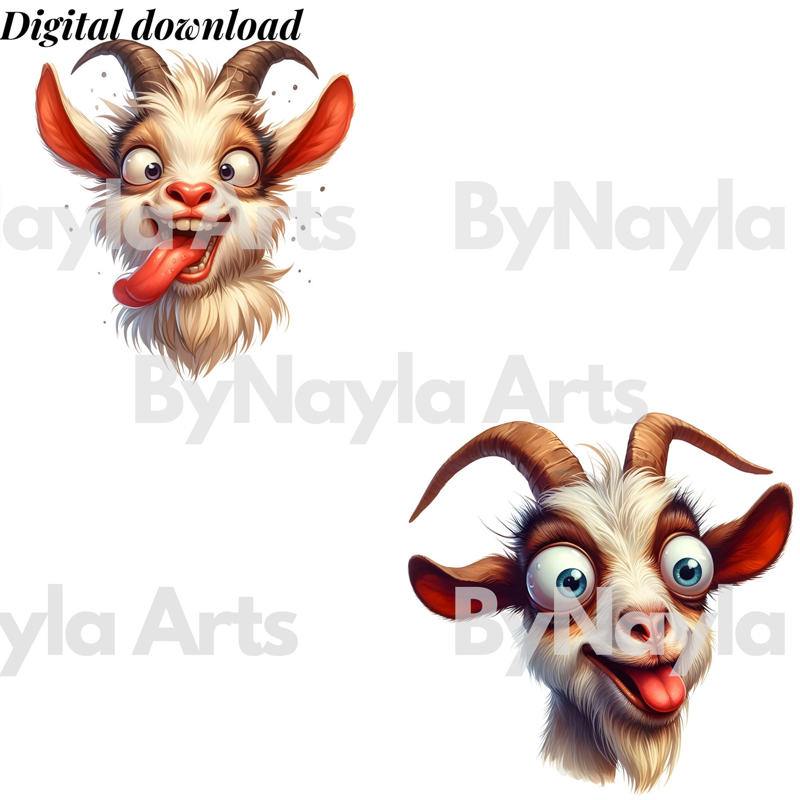 Funny Goat Clipart Bundle | Set of 30 High Quality Illustrations ...