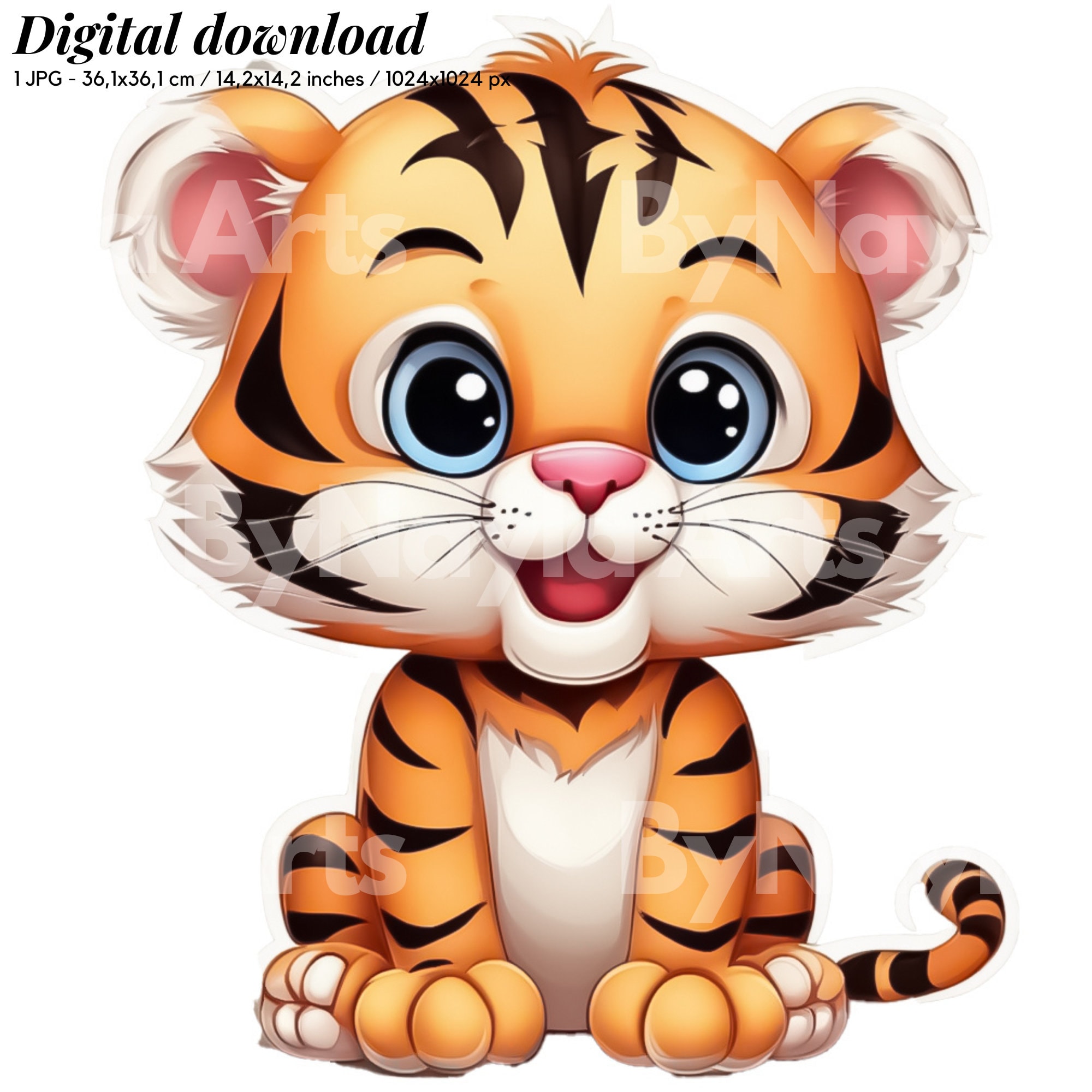 10 Jpgs, Adorable Tiger Clipart, Digital Poster Print, Cute Animal ...