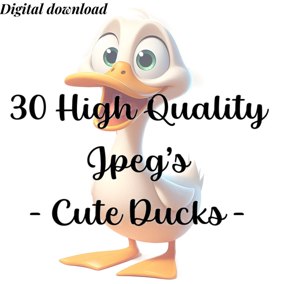 30 Jpeg, Adorable Cute Ducks, Whimsical Ducks, Nature Animals, Clipart ...