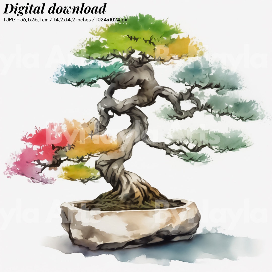 10 Jpg, Bonsai Tree, Art Illustration, Colorful Design, Japanese Art ...