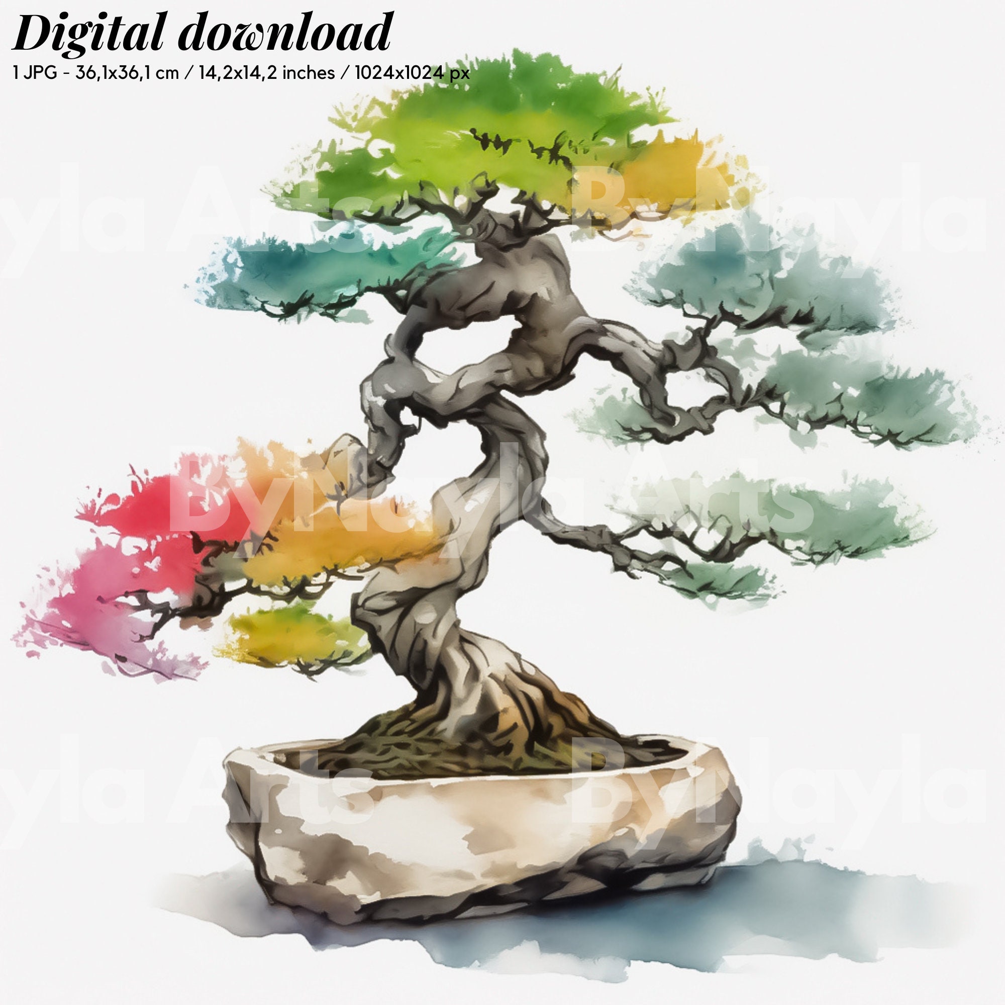10 Jpg, Bonsai Tree, Art Illustration, Colorful Design, Japanese Art ...