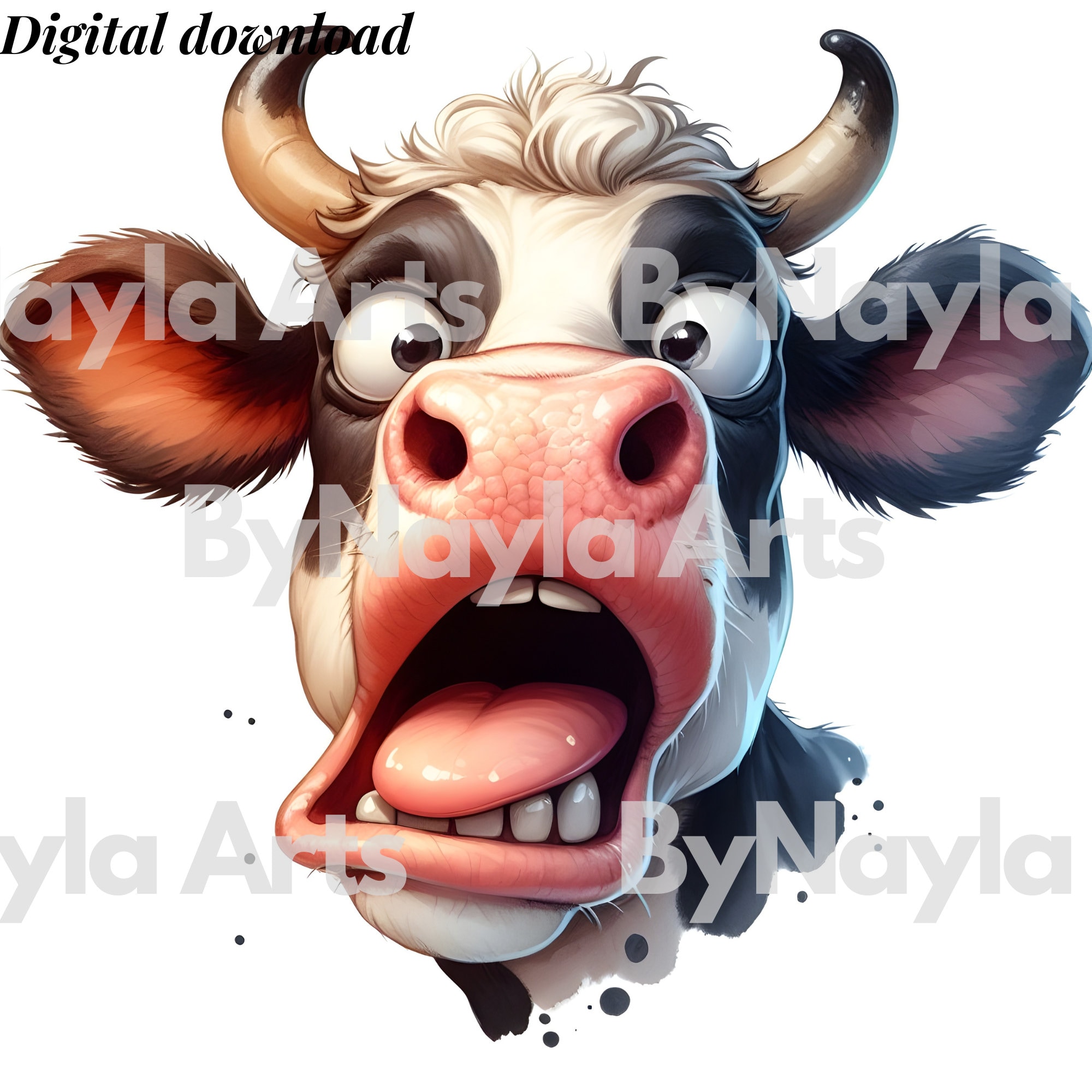 Crazy Cow Funny, Clipart Bundle, Set of 50 Fun Illustrations, for ...