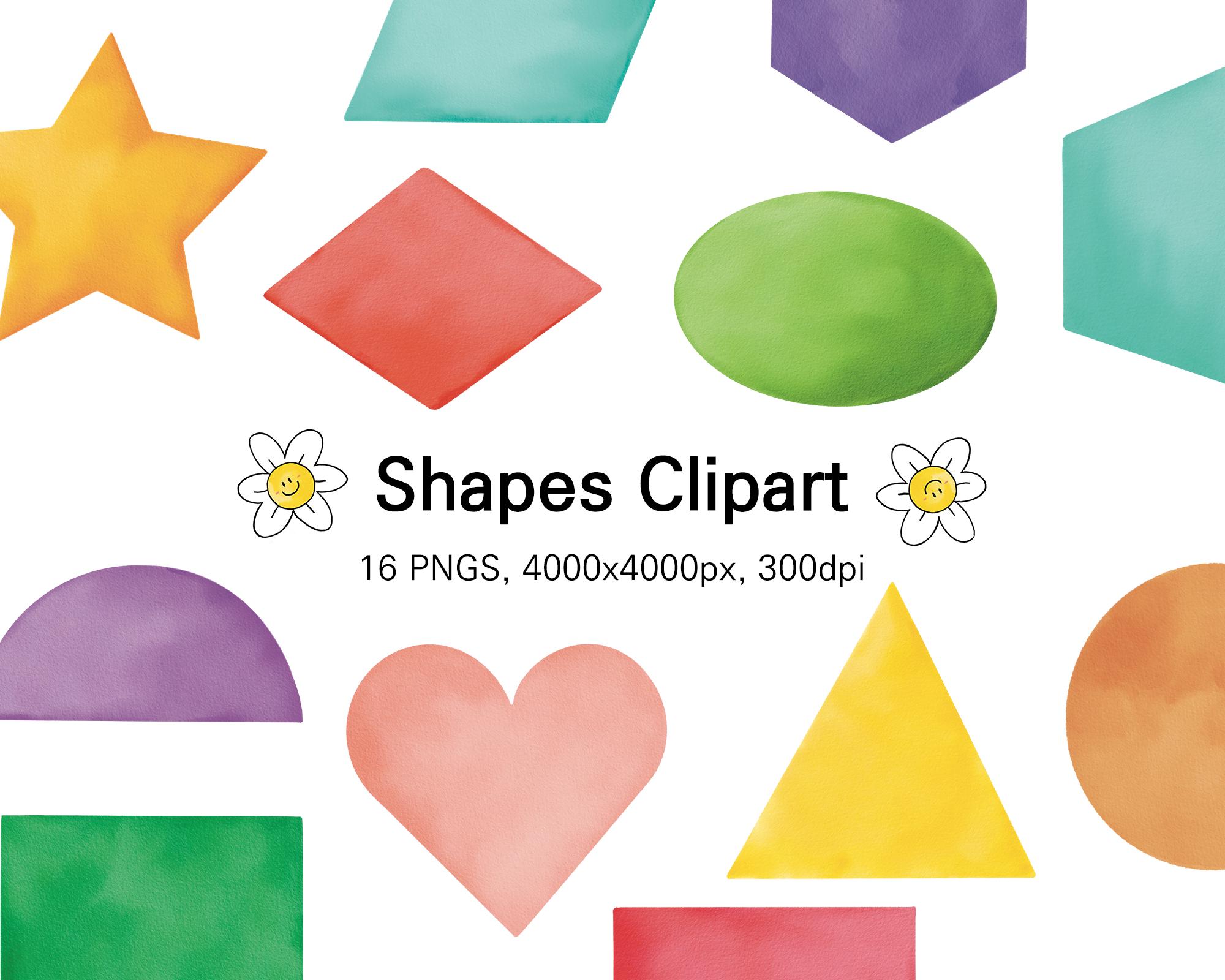 Big Size, Shapes Clipart, Watercolor Shapes Clipart, Commercial Use ...