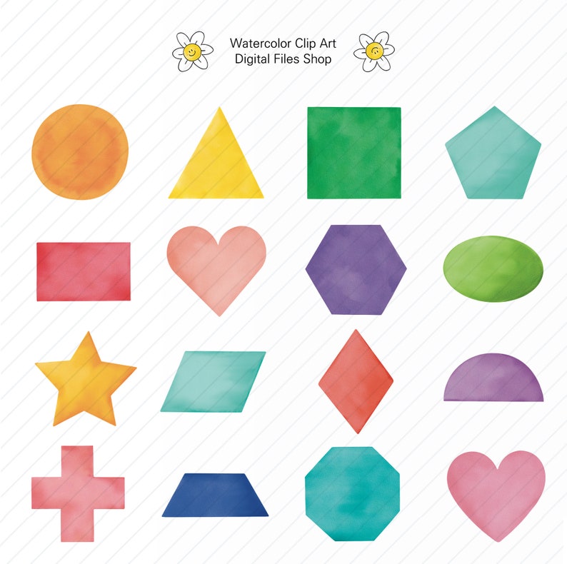 Big Size, Shapes Clipart, Watercolor Shapes Clipart, Commercial Use ...