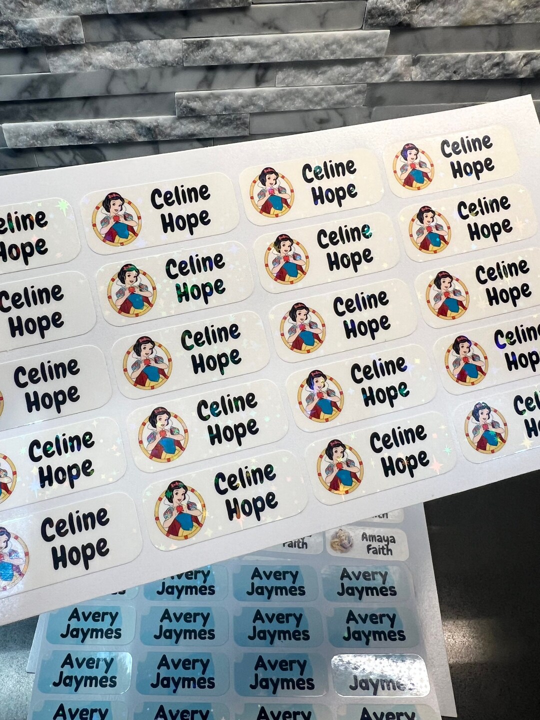 Personalized Waterproof Name Labels: School Stickers With Glitter ...