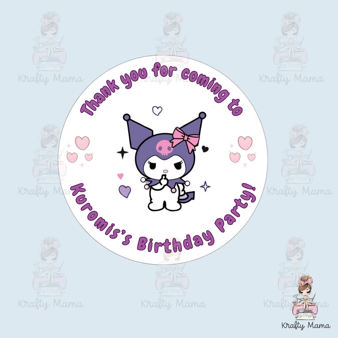 Kuromi Birthday Sticker, Thank You for Coming Sticker, Birthday Sticker ...