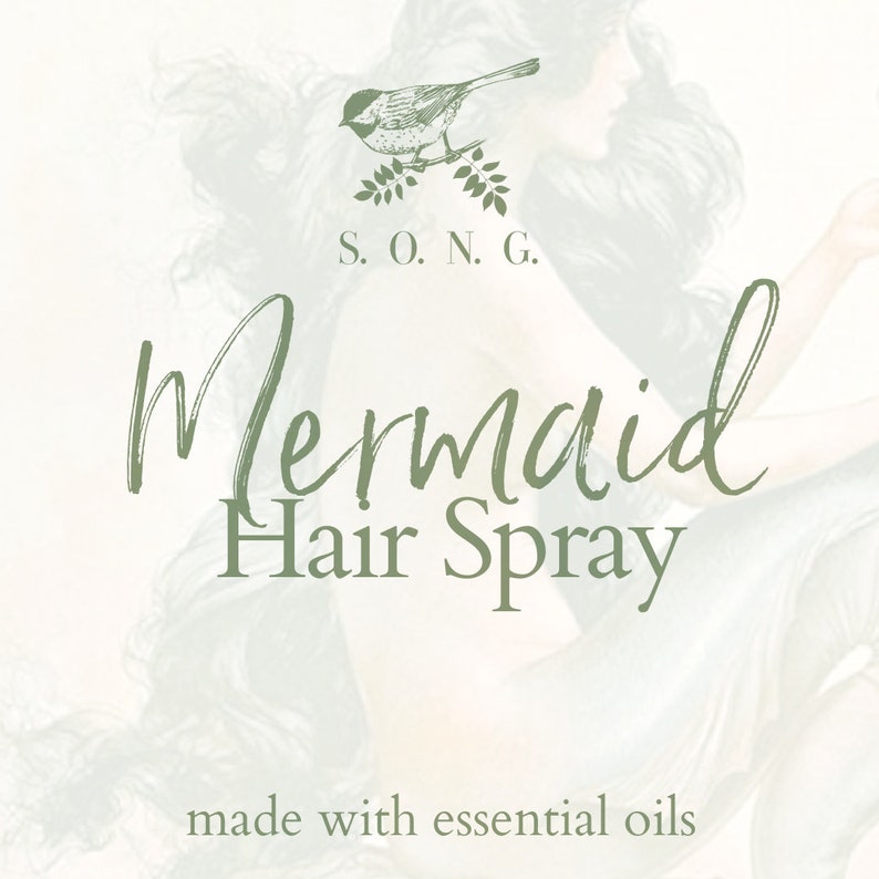 Mermaid Hair Spray Label Physical Product Label Vintage Antique Mermaid ...
