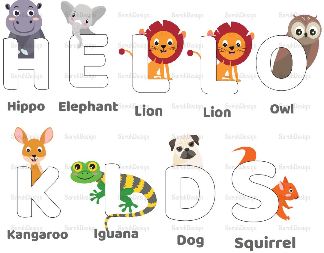 Animal Alphabet Coloring Pages, Printable Coloring Book for Children ...