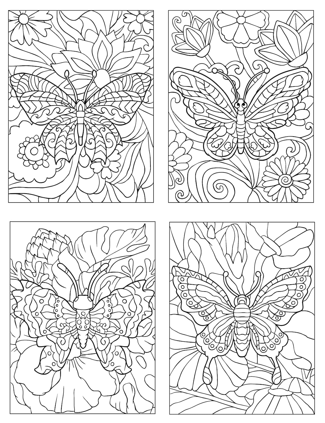 Butterfly Coloring Book, Printable Coloring Book for Children, Digital ...