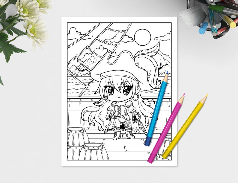 Chibi Girls Anime Coloring Pages Set 2 / Downloadable Coloring - Etsy