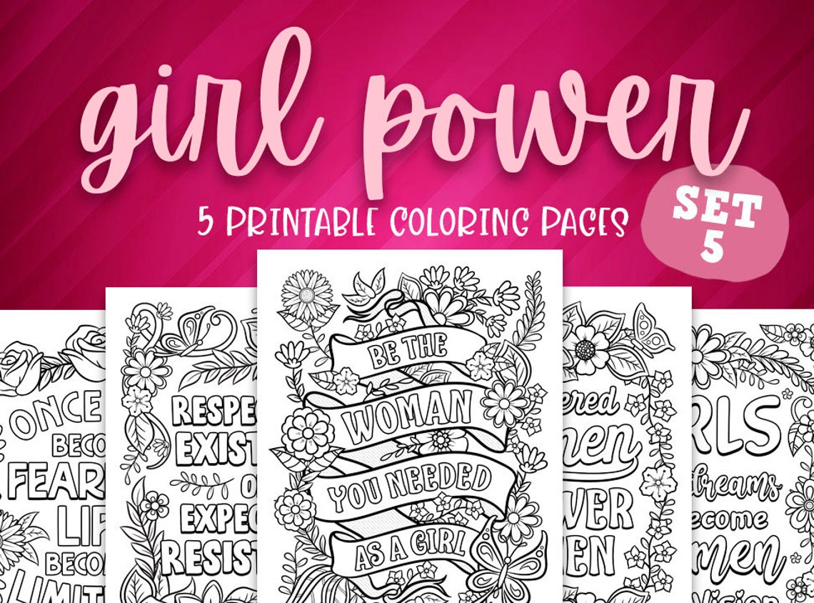 Girl Power Feminism Women Coloring Pages Set 5 / Downloadable - Etsy