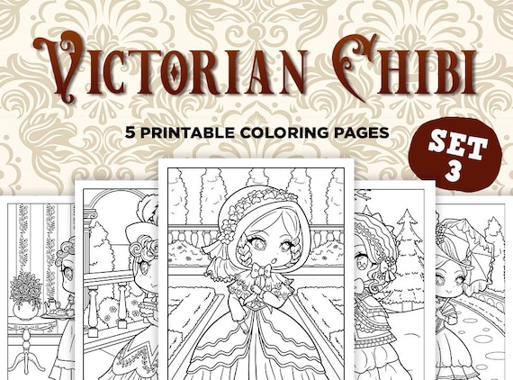 Victorian Chibi Girls Anime Coloring Pages Set 3 / Fashion - Etsy