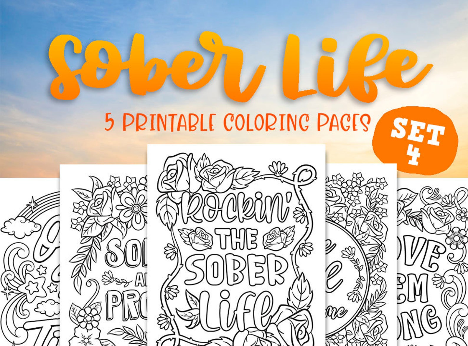 Sober Life Sobreity Coloring Pages Set 4 / Downloadable - Etsy