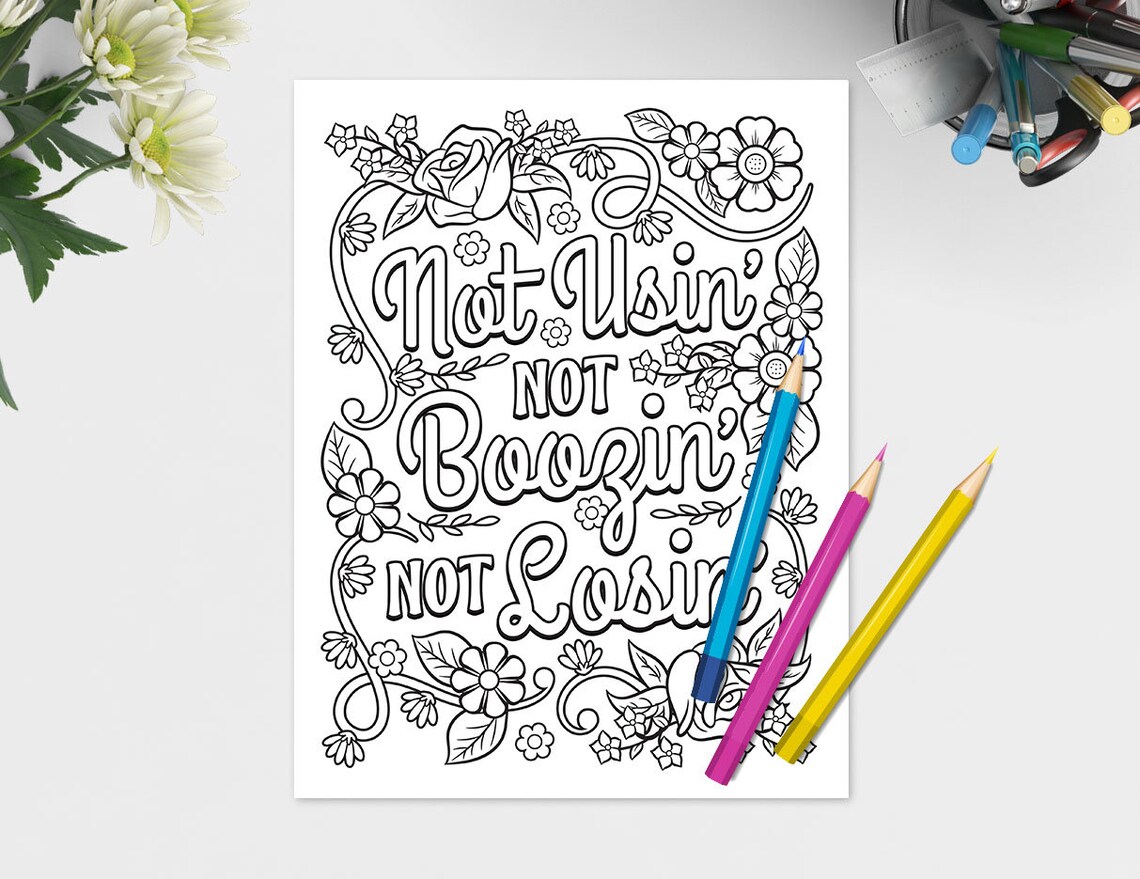 Sober Life Sobreity Coloring Pages Set 3 Downloadable Etsy