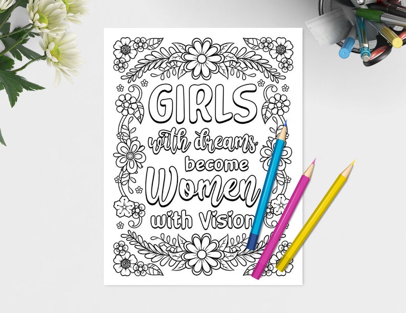Girl Power Feminism Women Coloring Pages Set 5 / Downloadable - Etsy