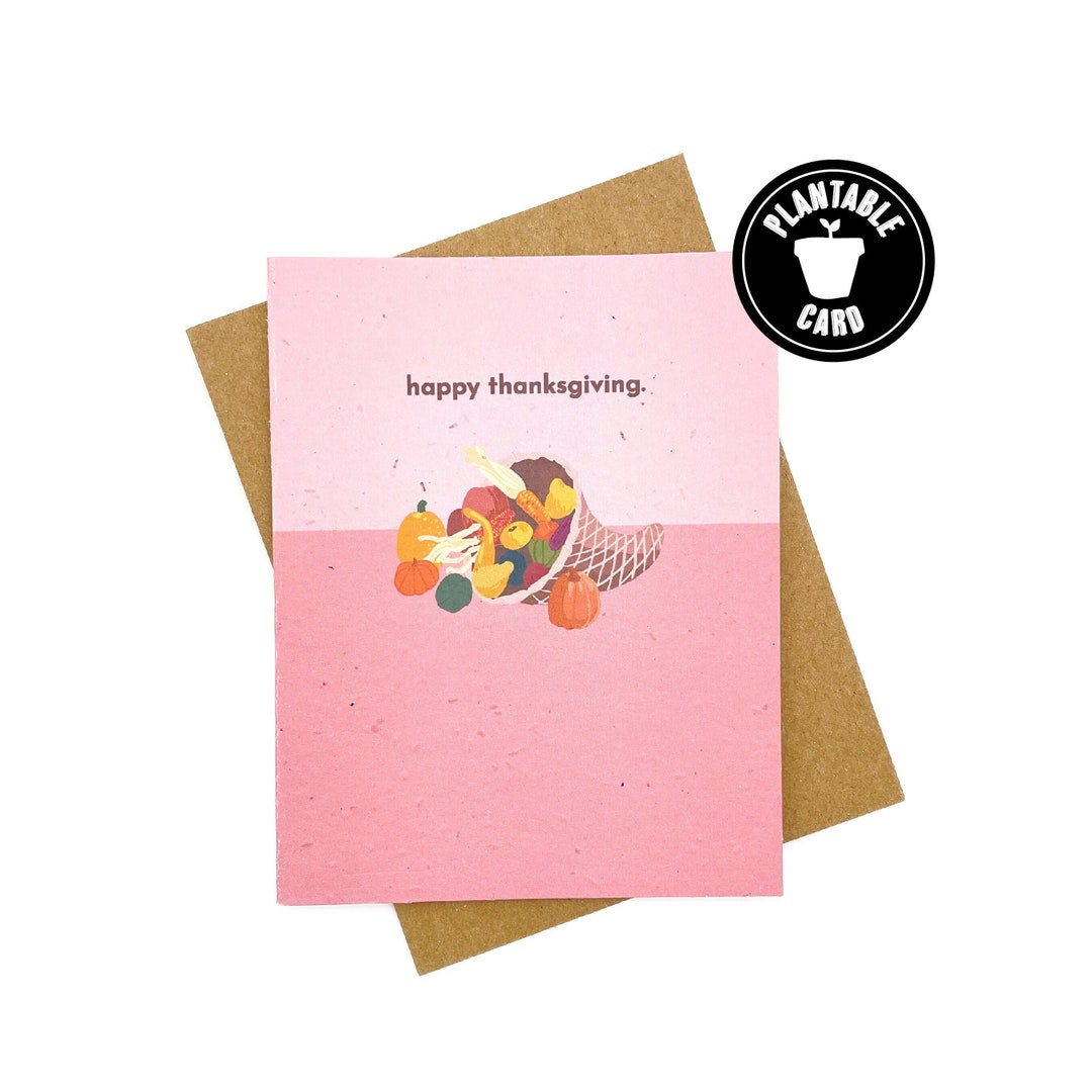 Wildflower Seed Paper Card, Happy Thanksgiving Card, Thanksgiving ...