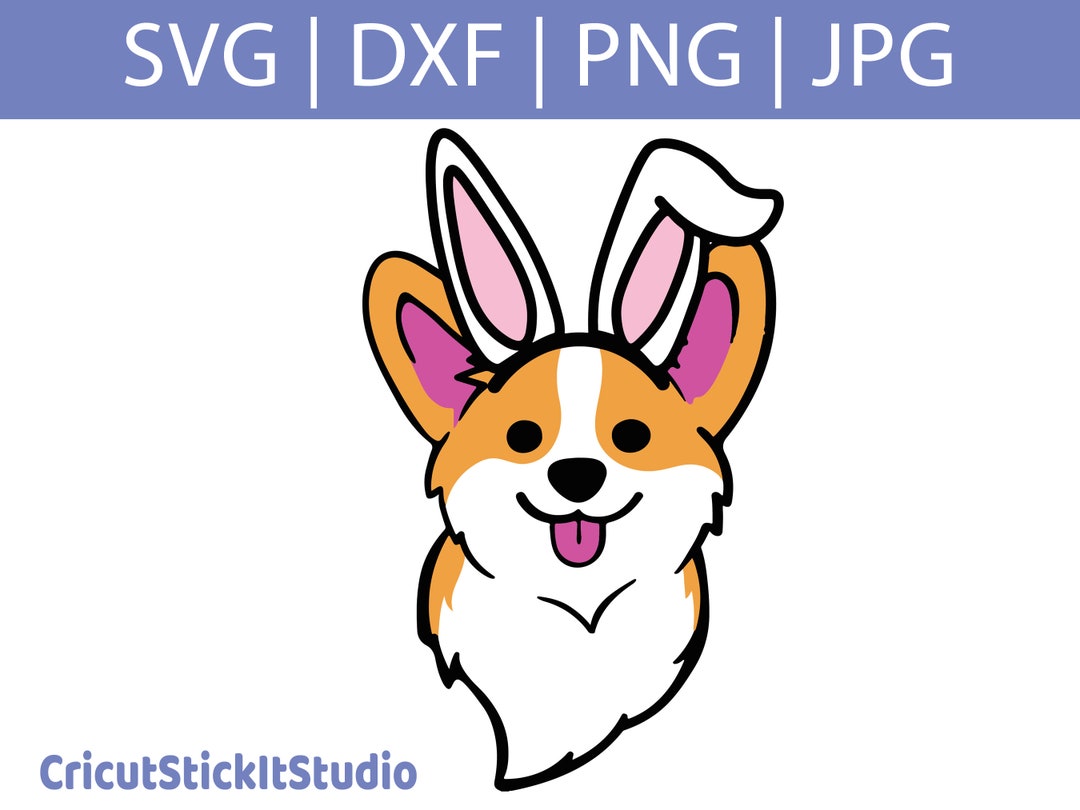 Corgi Easter SVG - Bunny Ears Cricut - Corgi Outline Cartoon - Etsy