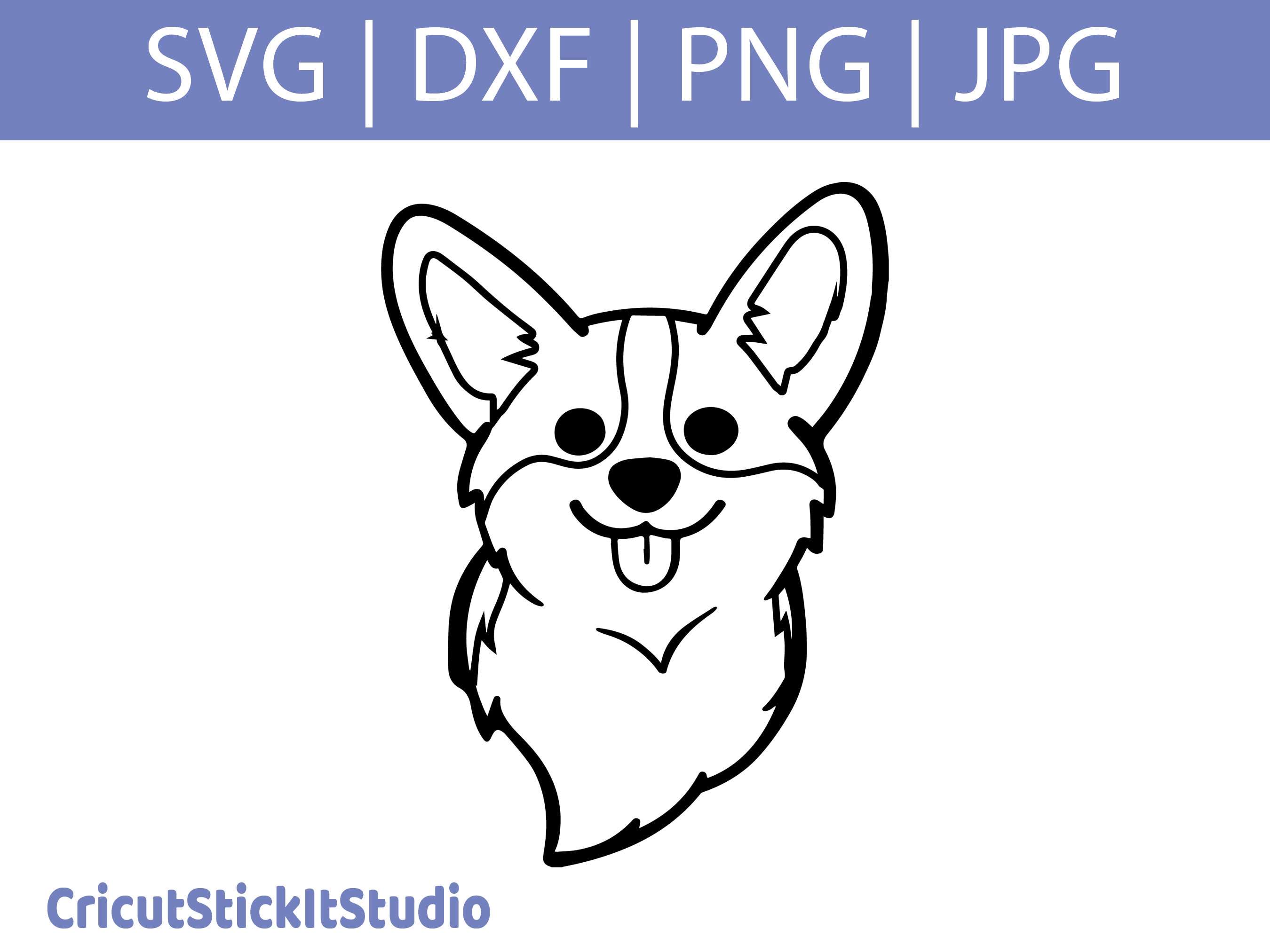 Corgi Black and White SVG - Corgi Sticker Cricut - Corgi Outline ...