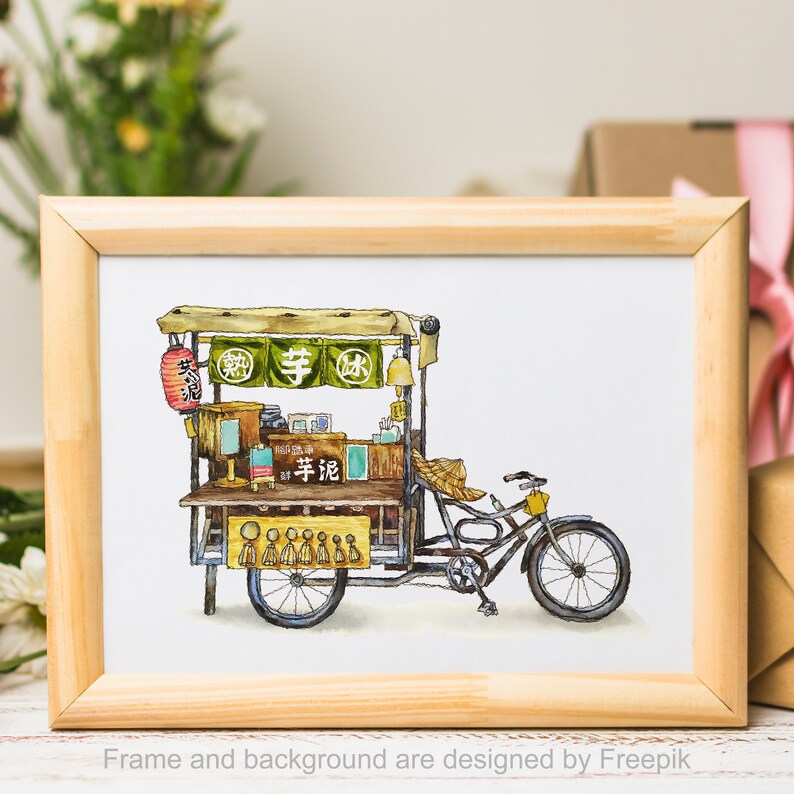 Taiwan Street Poster Food Truck Food Cart Ice Cream Shop | Etsy