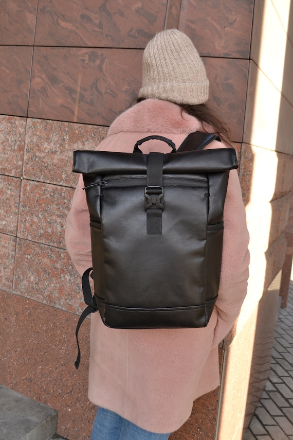 Roll Top Backpack Man Roll Top Vegan Backpack Backpack for | Etsy