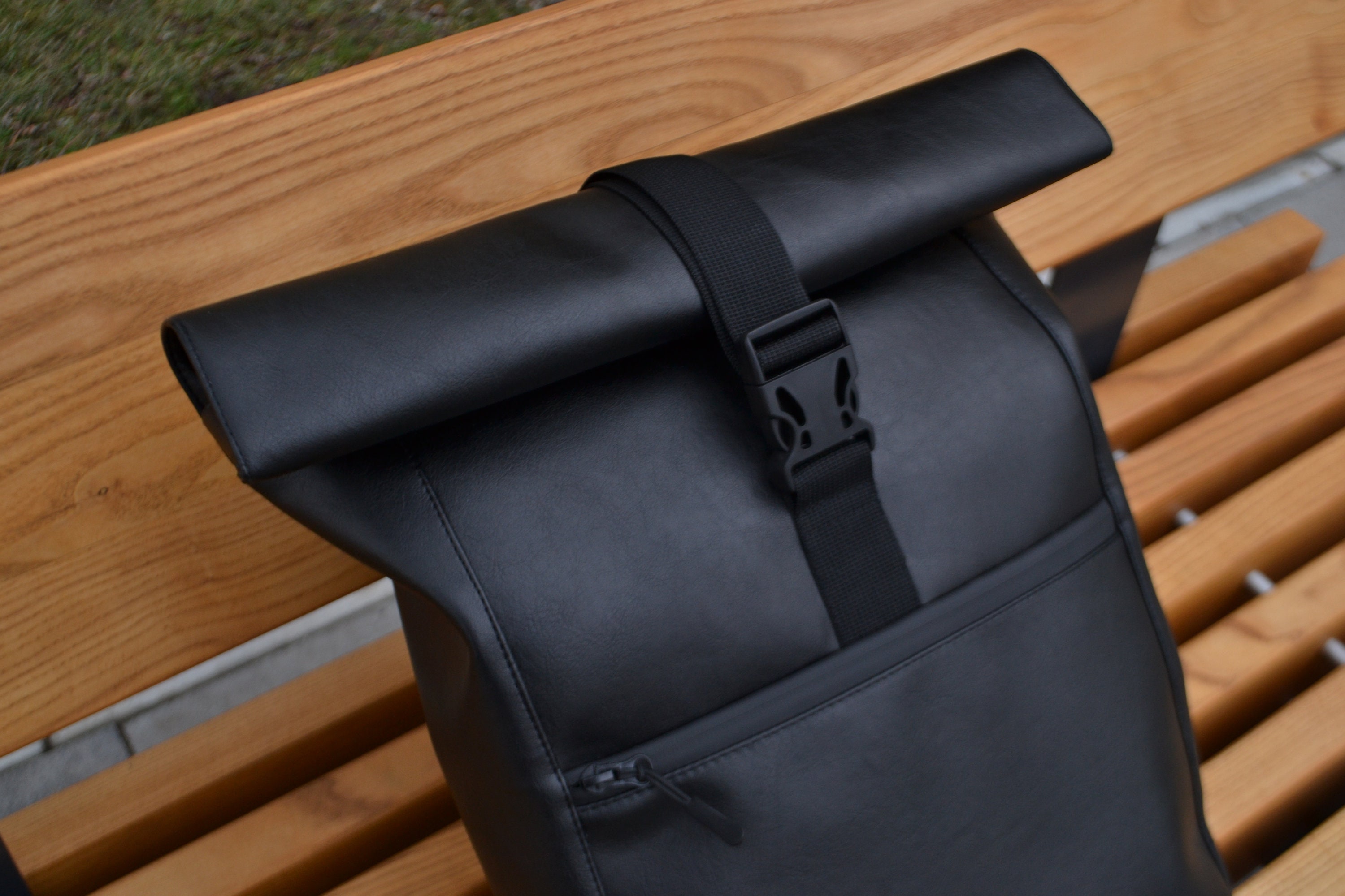 Roll Top Backpack Leather Backpack Travel Rucksack Laptop - Etsy