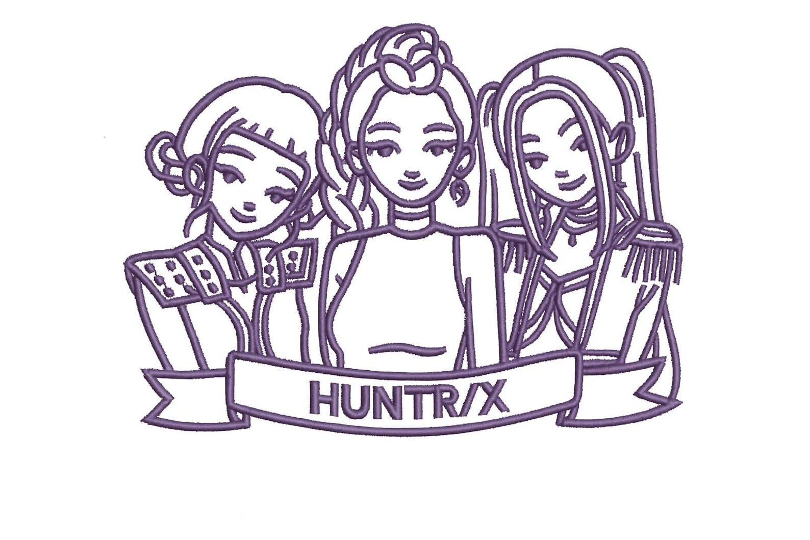 HUNTRIX Outline Embroidery File - Kpop Demon Hunters Design - Etsy