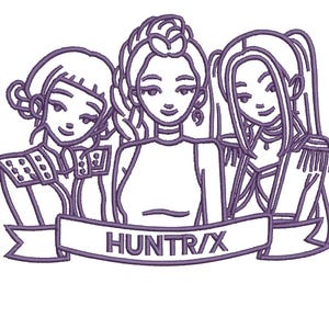 HUNTRIX Outline Embroidery File - Kpop Demon Hunters Design - Etsy