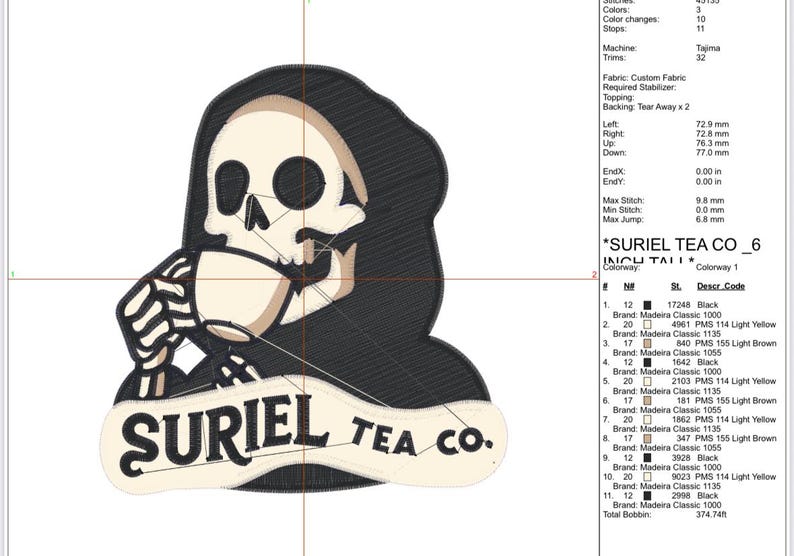 Suriel Tea Co Embroidery Design - ACOTAR Embroidery File - Etsy