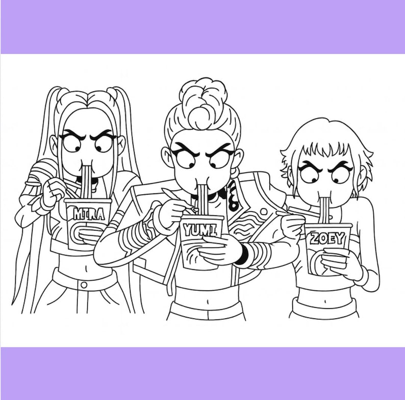 Kpop Demon Hunters HUNTRIX Outline Embroidery File - Ramen Anime Design ...