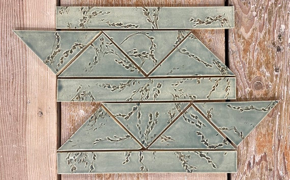 Hand-scored Designer Tile Pattern Blue Grey Kitchen or - Etsy