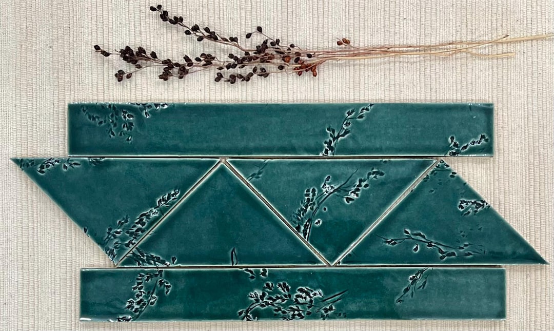 Hand-scored Designer Tile Pattern; Green Triangle Blend; Kitchen ...