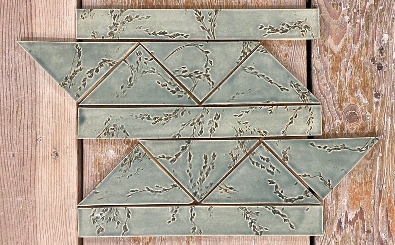 Hand-scored Designer Tile Pattern Blue Grey Kitchen or Bathroom ...