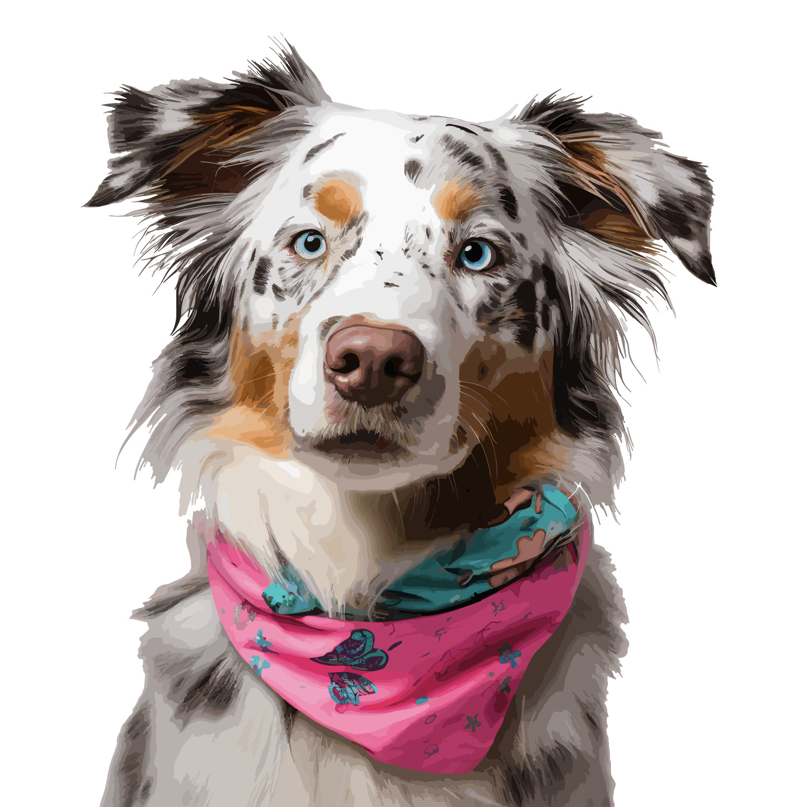 Majestic Blue Merle Aussie SVG - Pink Nose, Blue Eyes, Pink Bandana ...