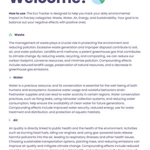 Interactive Eco Log and Yearly Calendar: Daily Environmental Impact ...