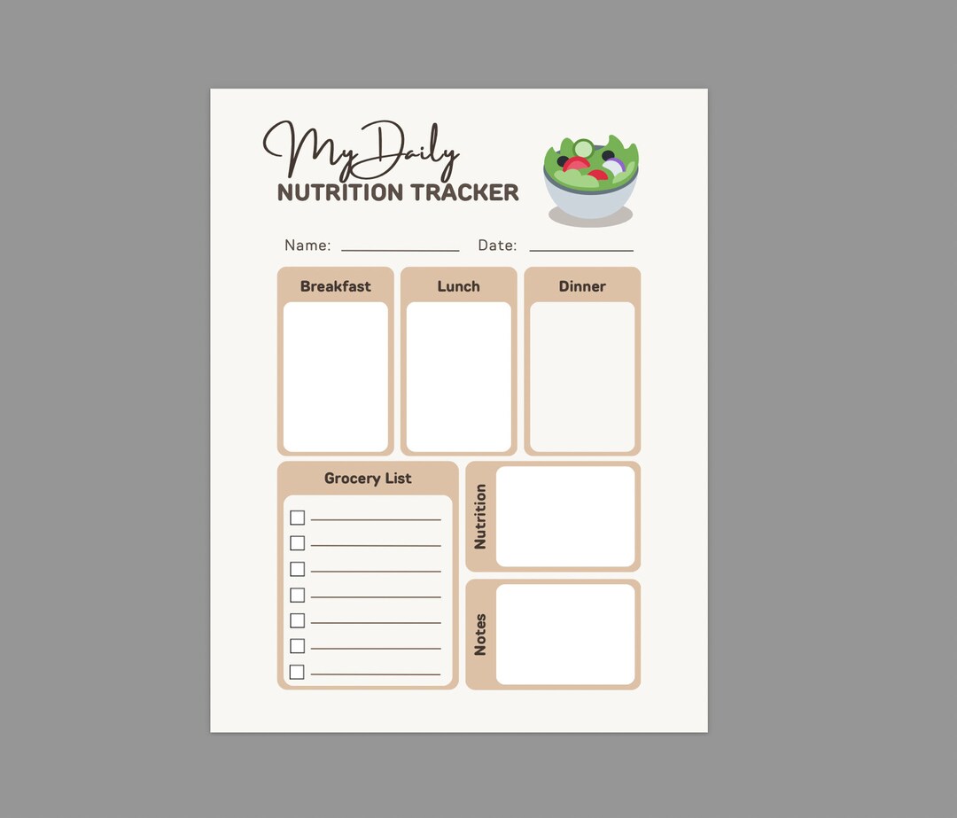 Interactive Nutrition Planner/tracker - Digital PDF Download, Meal ...