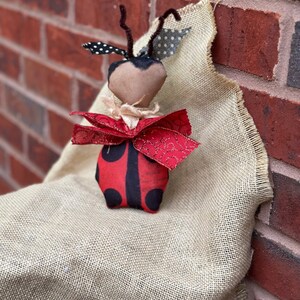 Handmade Primitive Ladybug Doll, Farmhouse Decor, Ladybug Decor, Bowl ...