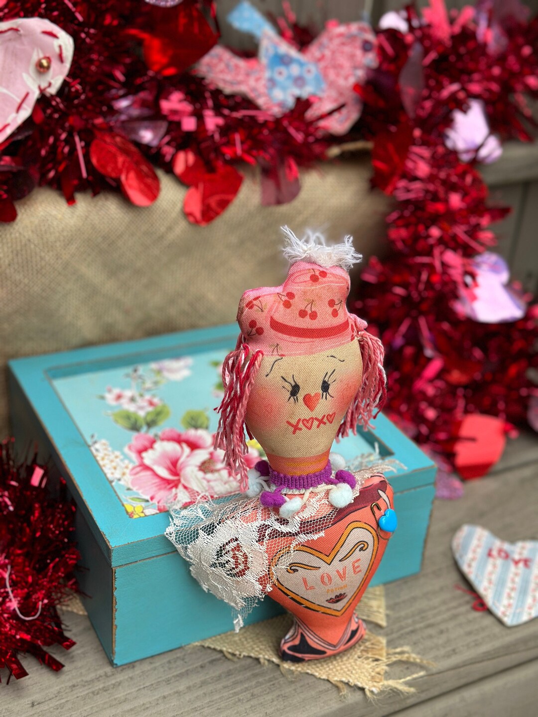 Handmade Primitive Valentine Decor, Farmhouse Valentine Decor, Unique ...