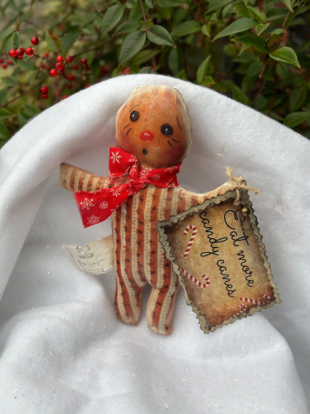 Handmade Primitive Gingerbread Doll, Farmhouse Christmas, Christmas ...