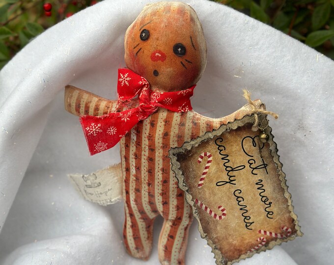 Handmade Primitive Gingerbread Doll, Farmhouse Christmas, Christmas ...