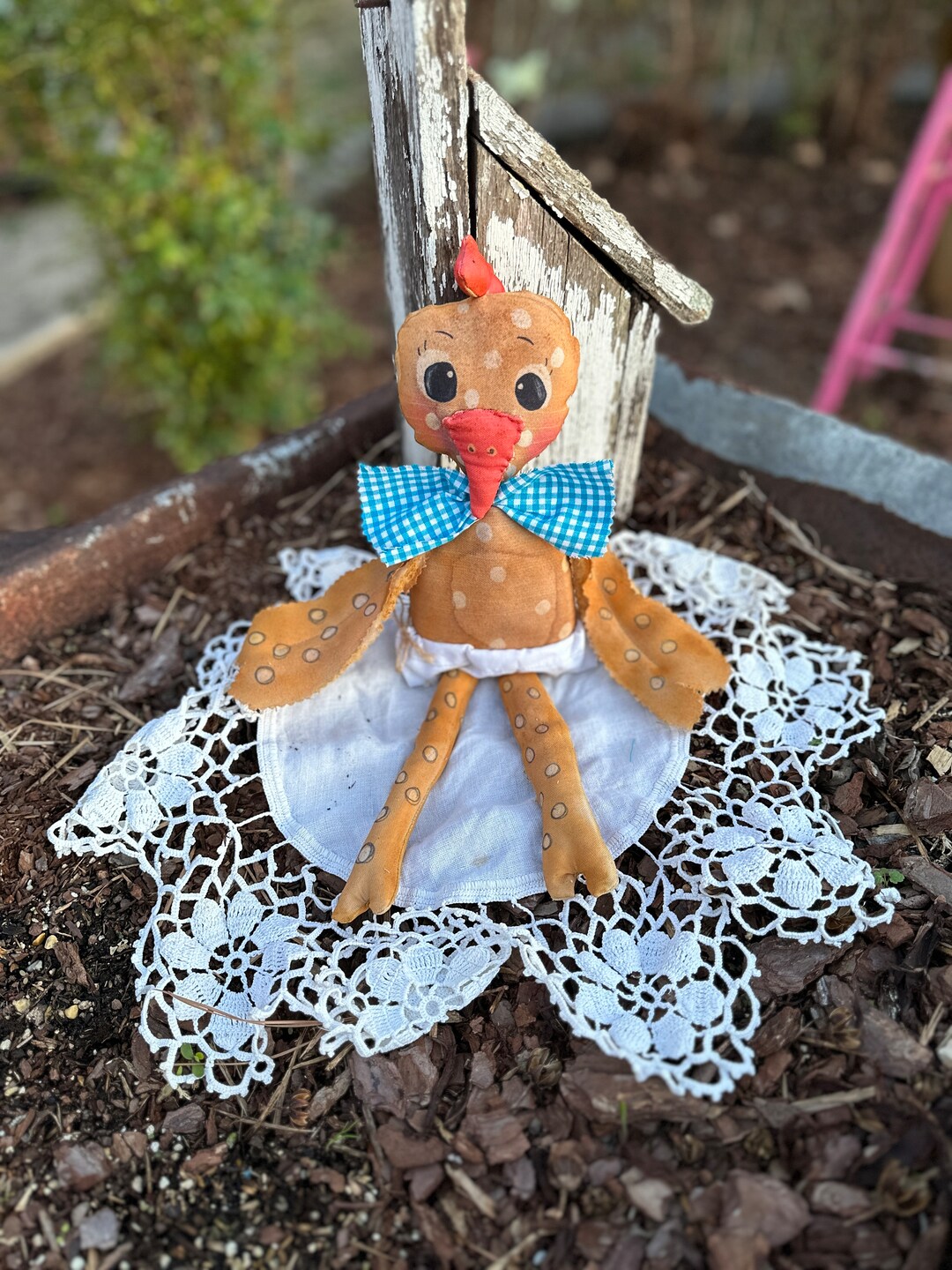 Handmade Primitive Chicken Doll, Farmhouse Decor, Easter Decor, Chicken ...