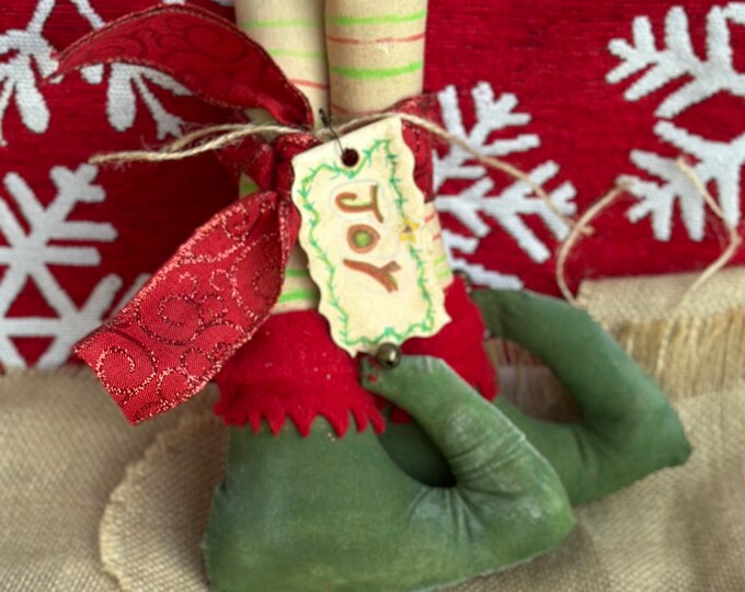 Primitive Handmade Elf Boots, a Farmhouse Christmas Decor, Elf Decor ...