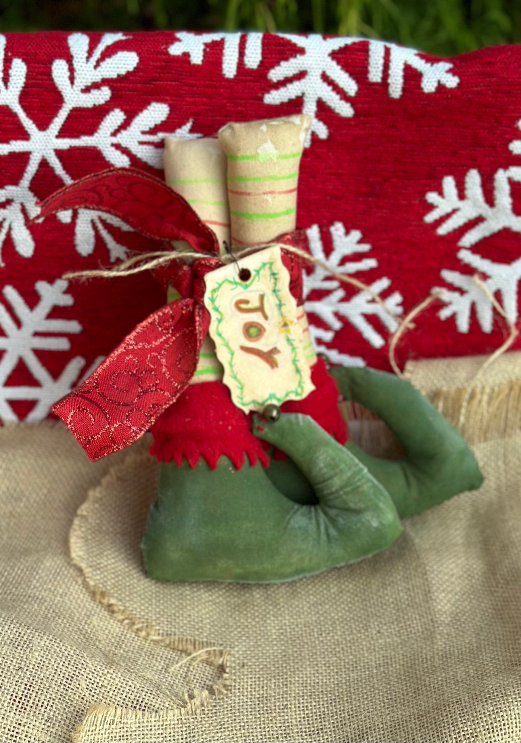 Primitive Handmade Elf Boots, a Farmhouse Christmas Decor, Elf Decor ...