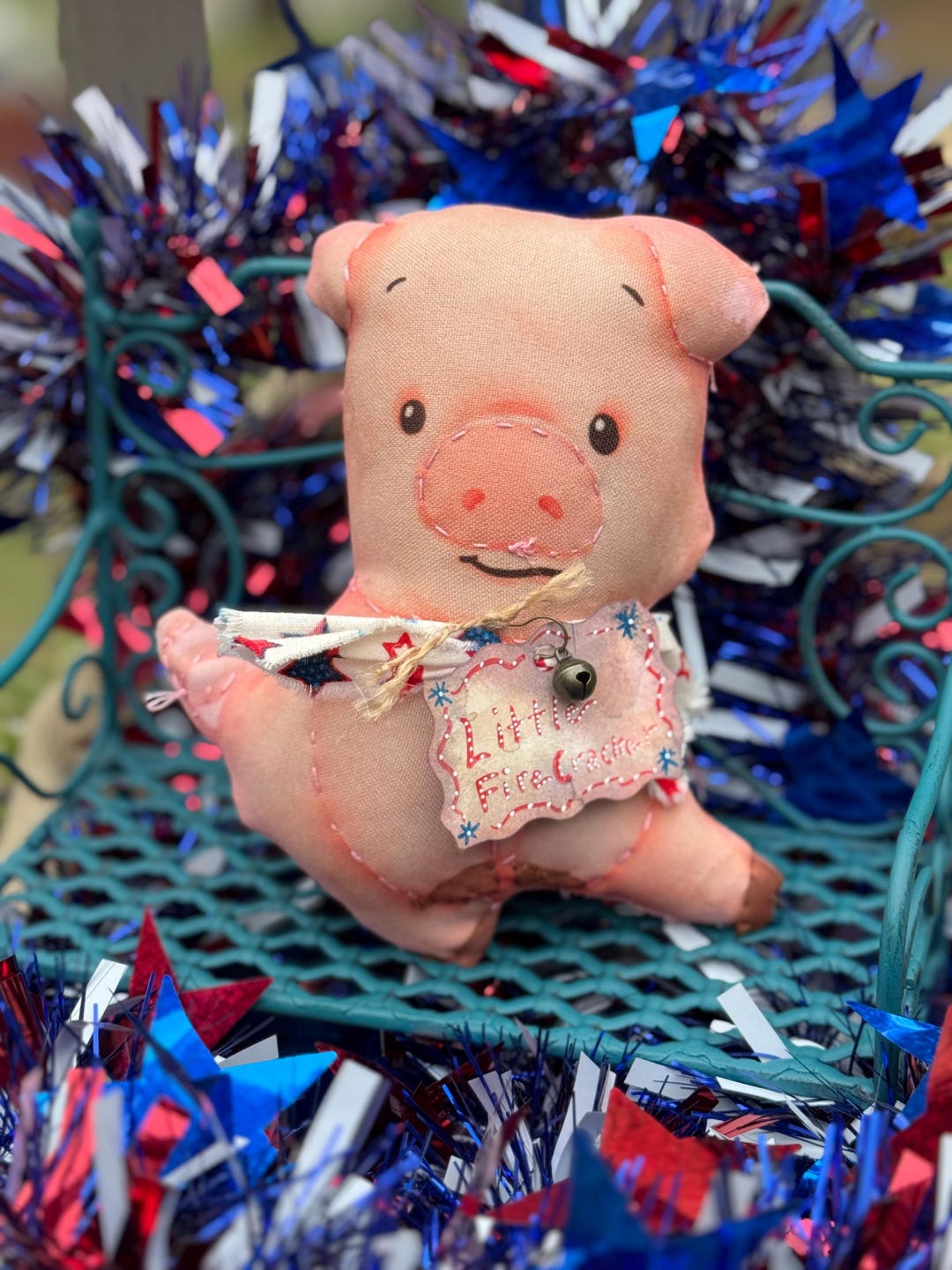 Primitive Patriotic Pig Doll, Farmhouse Patriotic, Whimsical Pig Decor ...
