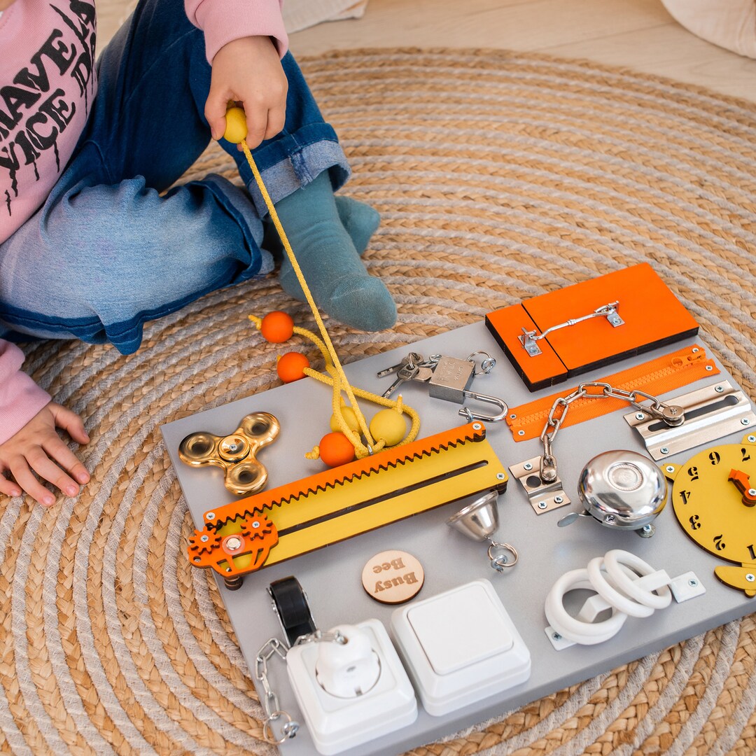 Baby Boy/girl Gift | Busy Board 40x30 Cm |toddler Busyboard | Wooden ...