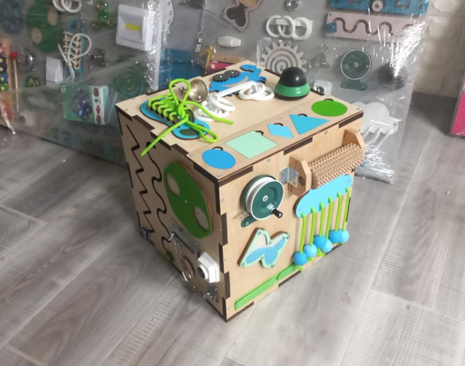 Baby Boy Gift, Busy Box 30x30 Cm, Busy Cube, Fidget Toy, Montessori ...